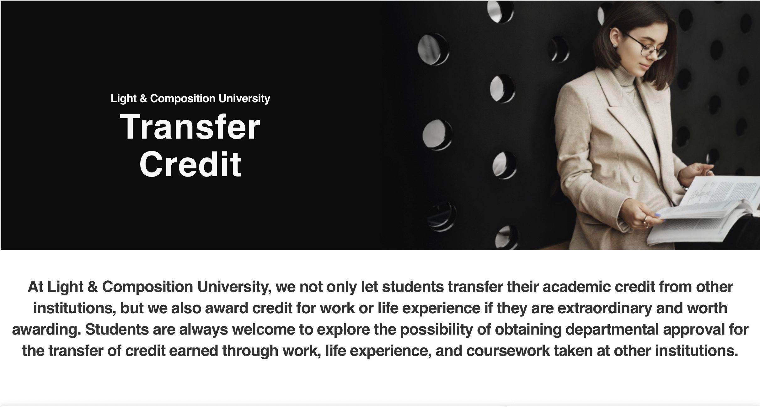 Transfer College Credit | Photography Education | Light & Composition University