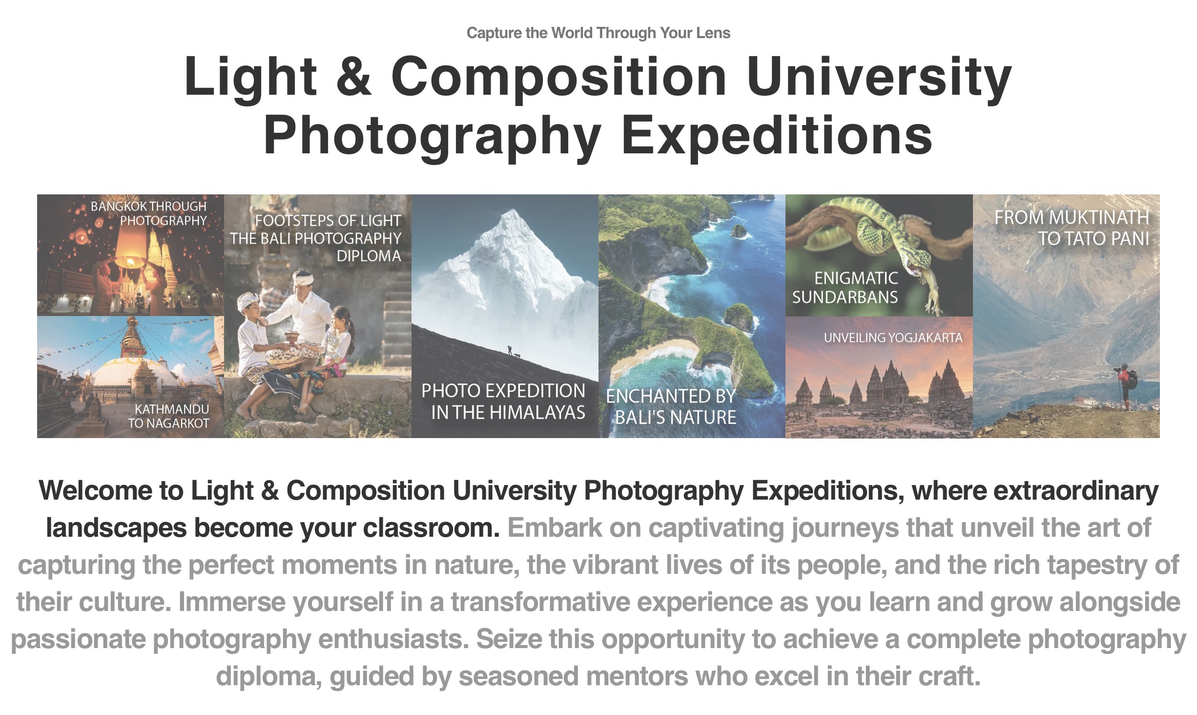 Photography Expeditions | Learn & Shoot | Light & Composition University